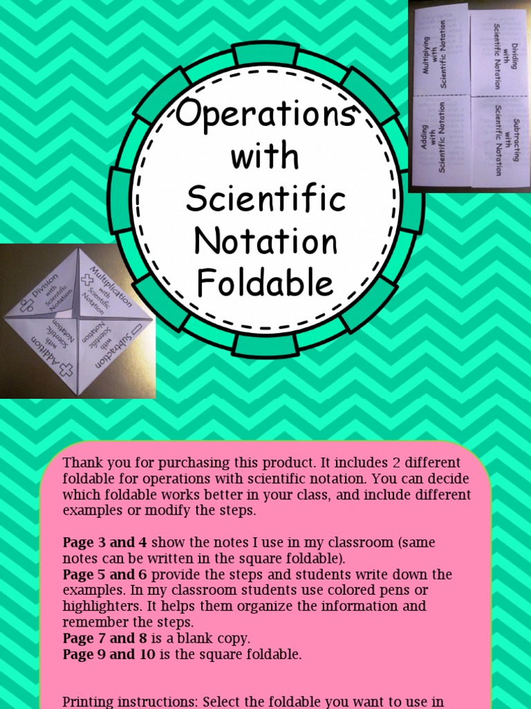 Operations With Scienfic Notation Foldable | PDF | Multiplication ...