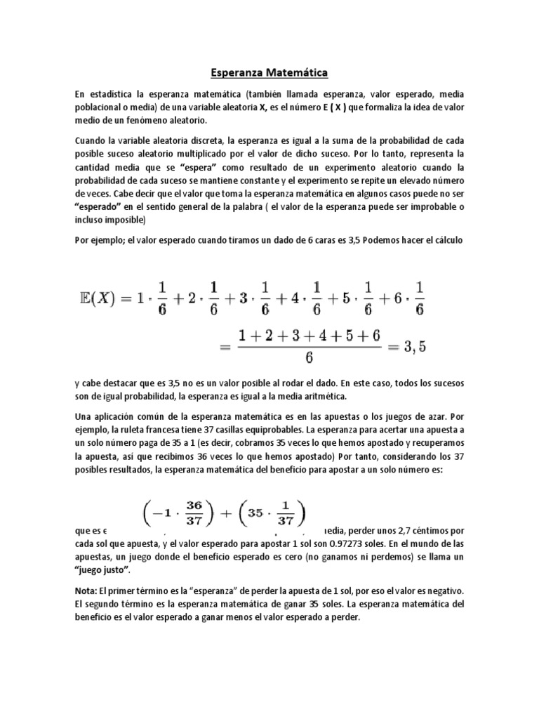 Esperanza Matemática | PDF | Valor esperado | Teoría de la medida
