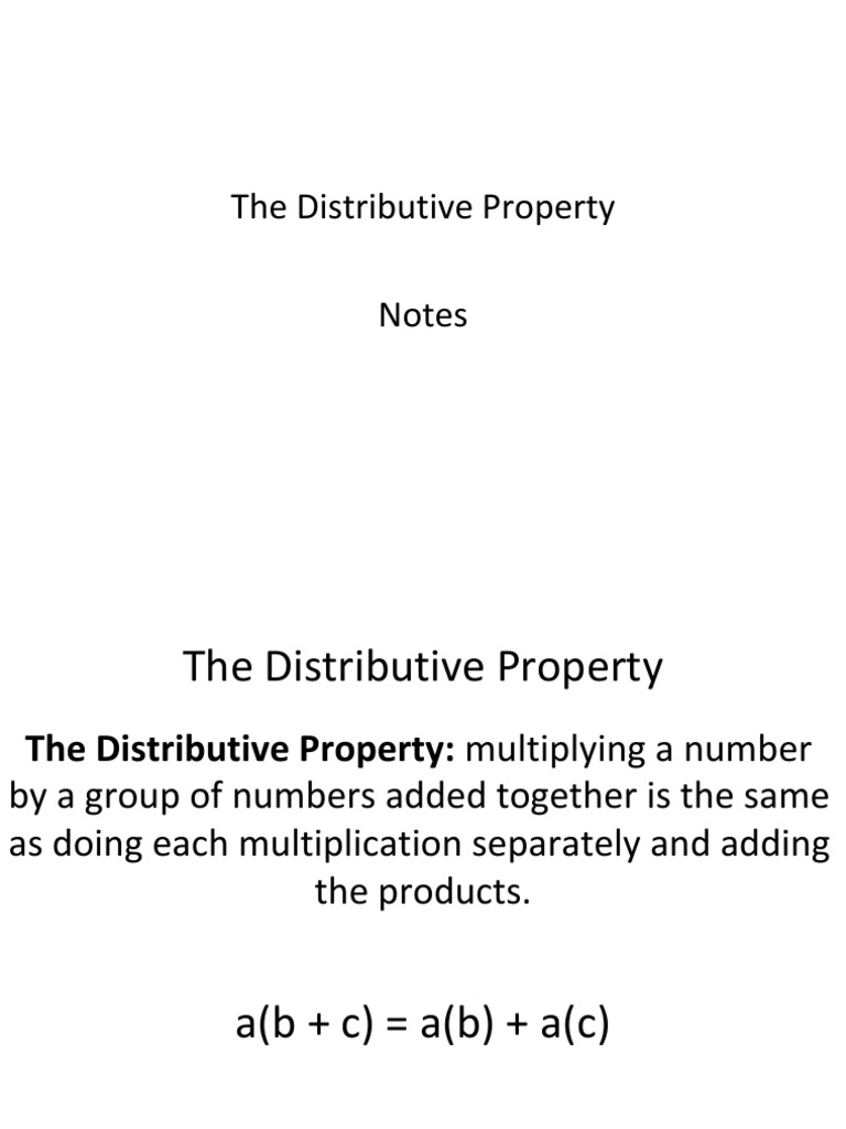 the distributive property notes | Variable (Mathematics) | Multiplication