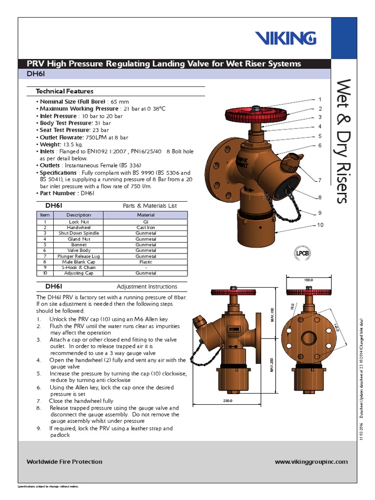 Technical Specifications and Operating Instructions for a PRV High ...