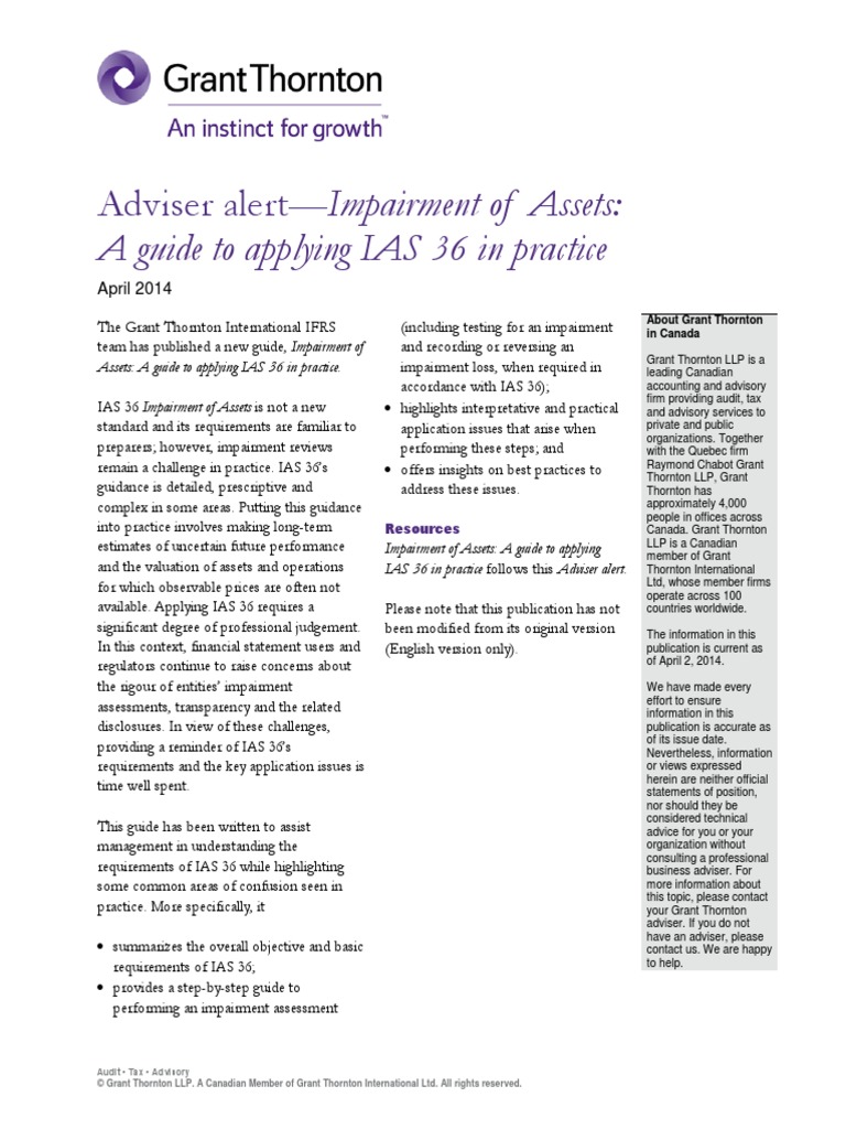 IAS 36 Impairment of Assets - A Guide to Applying IAS 36 in Practice ...