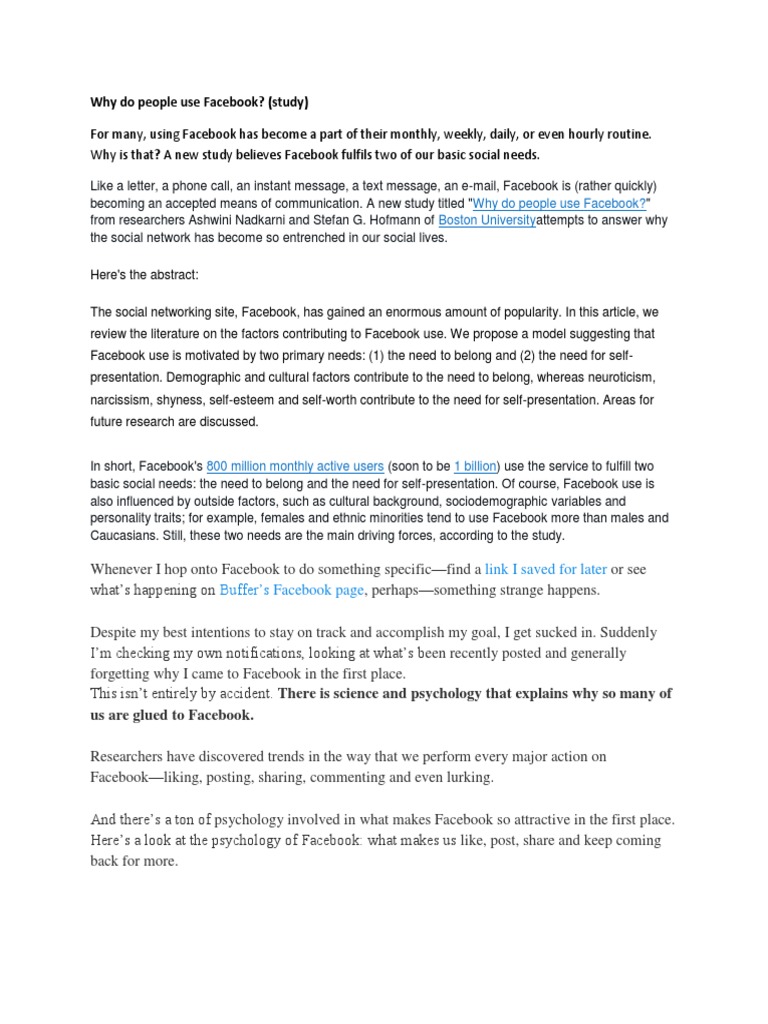 Why Do People Use Facebook | PDF | Facebook | Social Media
