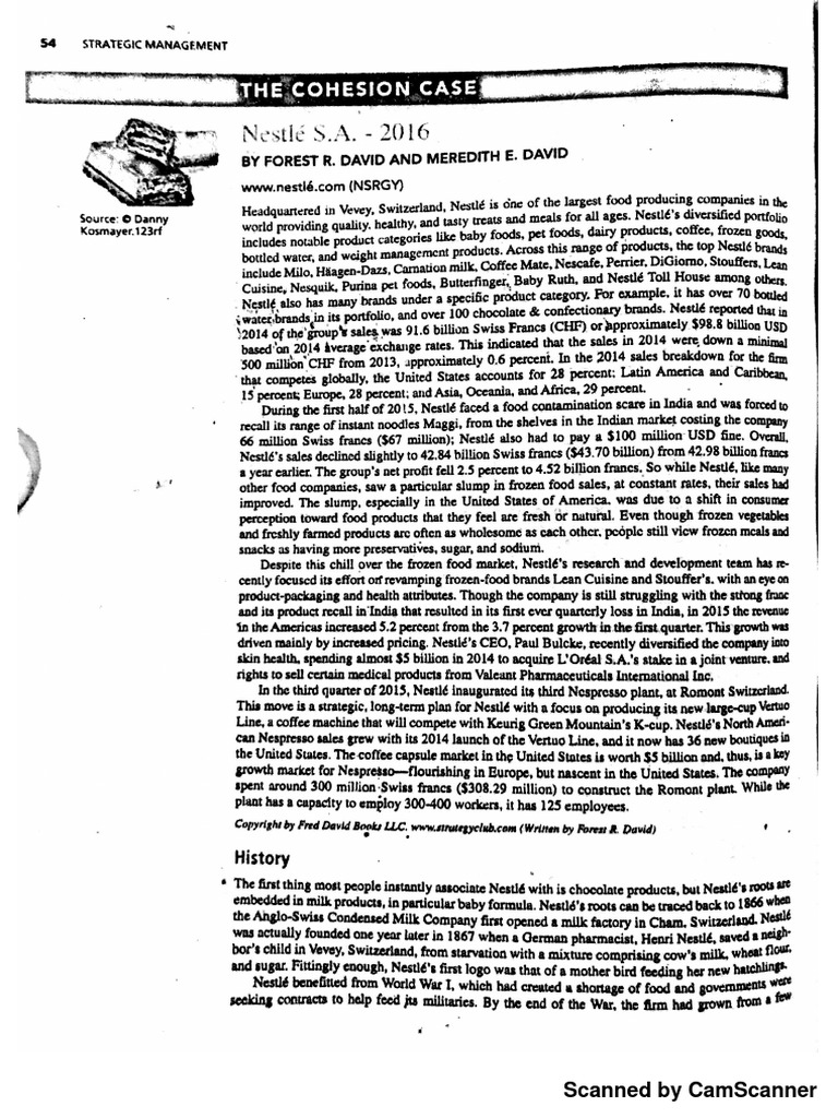 The Cohesion Case Nestle S.A 2016 | PDF