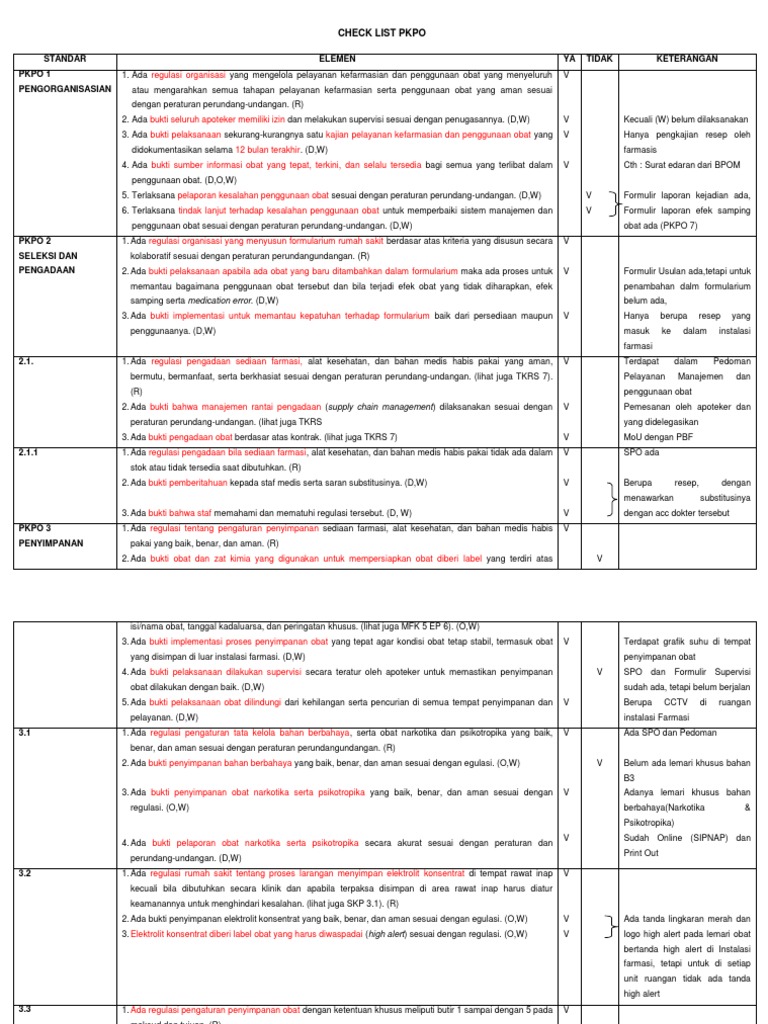 Check List Pkpo | PDF