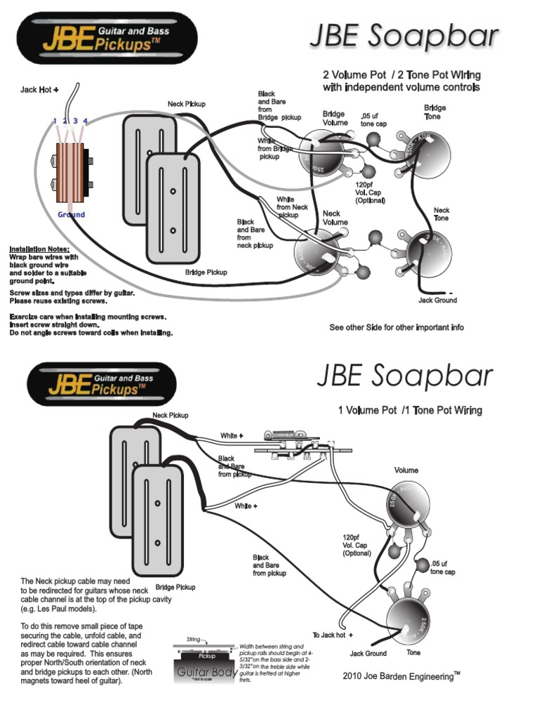 Soapbar Wiring Diagram 2 and 4 Pots | PDF | Guitars | Guitar Family ...