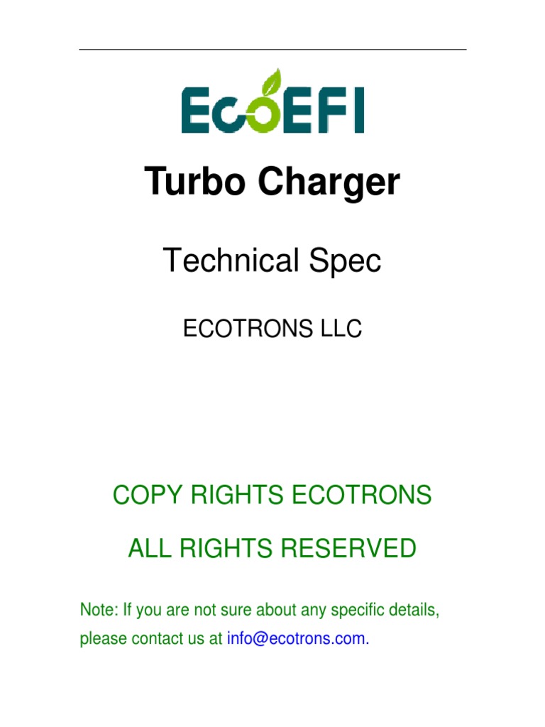 ECOTRONS Turbo VZ21 Technical Specl | PDF | Turbocharger | Motor Oil