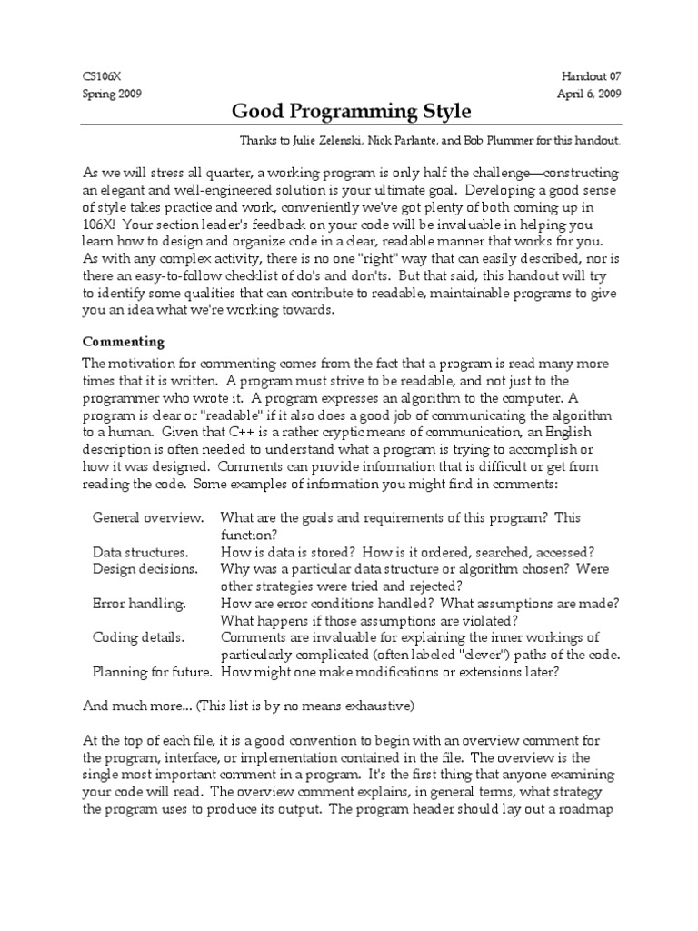07 Good Programming Style | PDF | Subroutine | Computer Programming