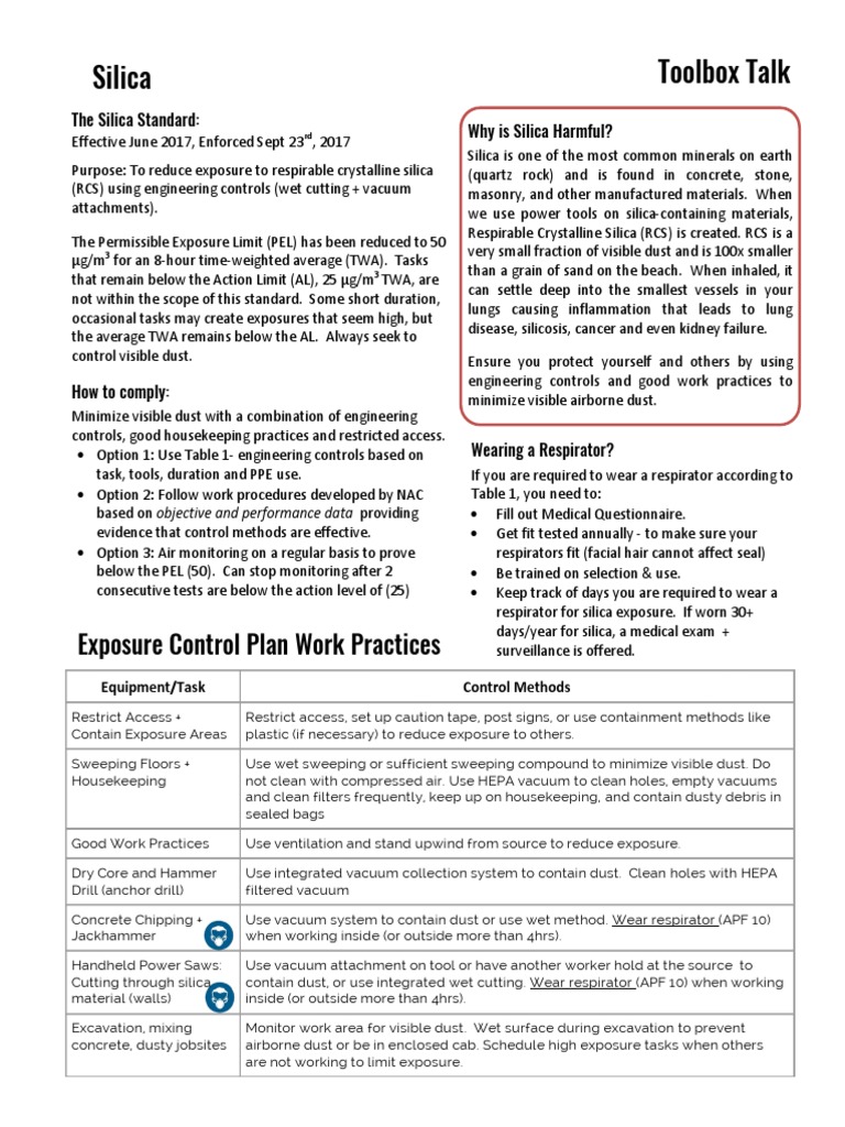 Silica Toolbox Talk | PDF | Vacuum Cleaner | Dust