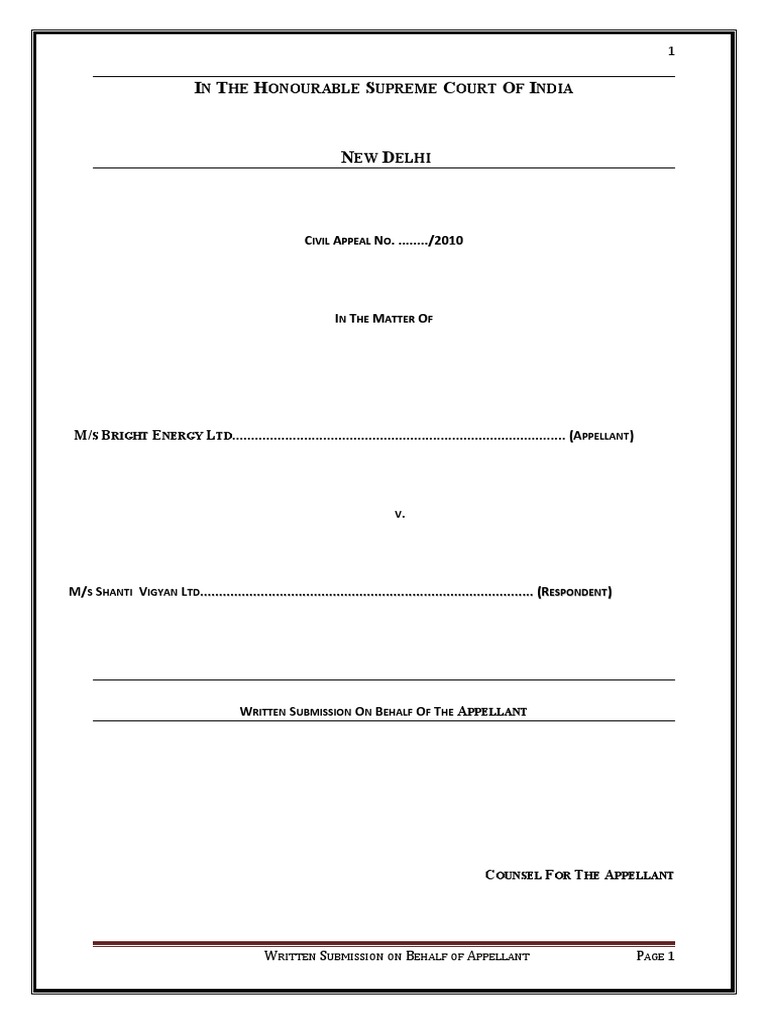 Memorial of a moot court