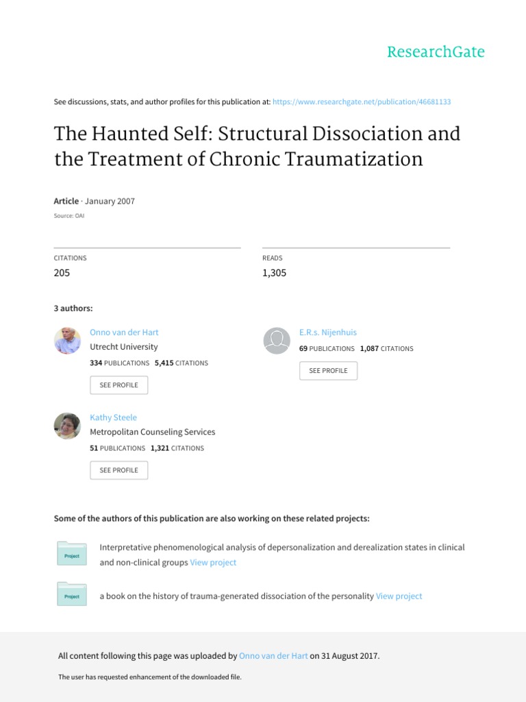 The Haunted Self Structural Dissociation and The T PDF | PDF ...