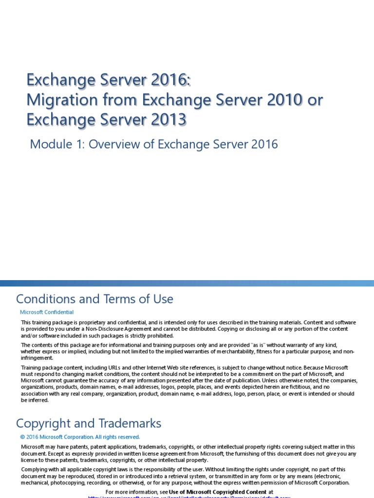 Module1 Overview Of Exchange 2016 V1 0 Reviewed Edited Pdf