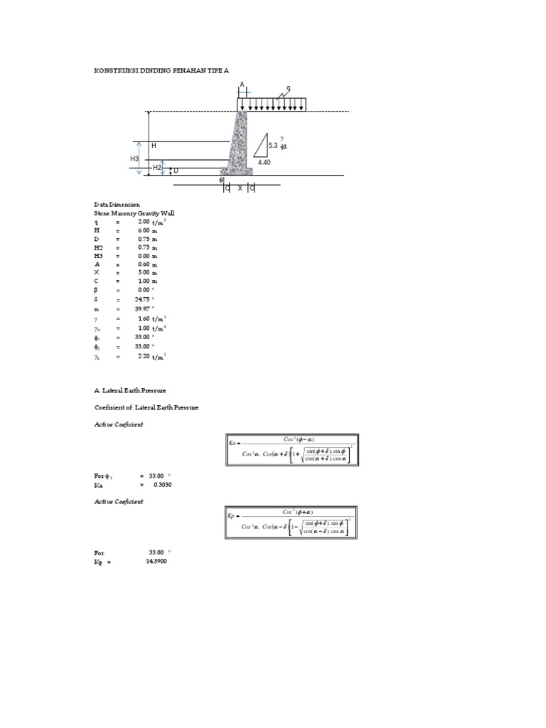 Gravity Wall Calculation | PDF