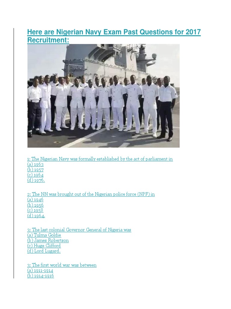 Navy Past Questions | Nigeria | Government