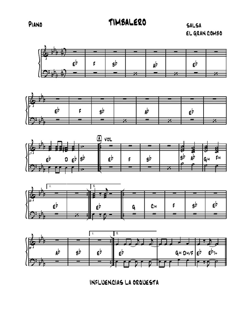 PIANO Timbalero - El Gran Combo | PDF