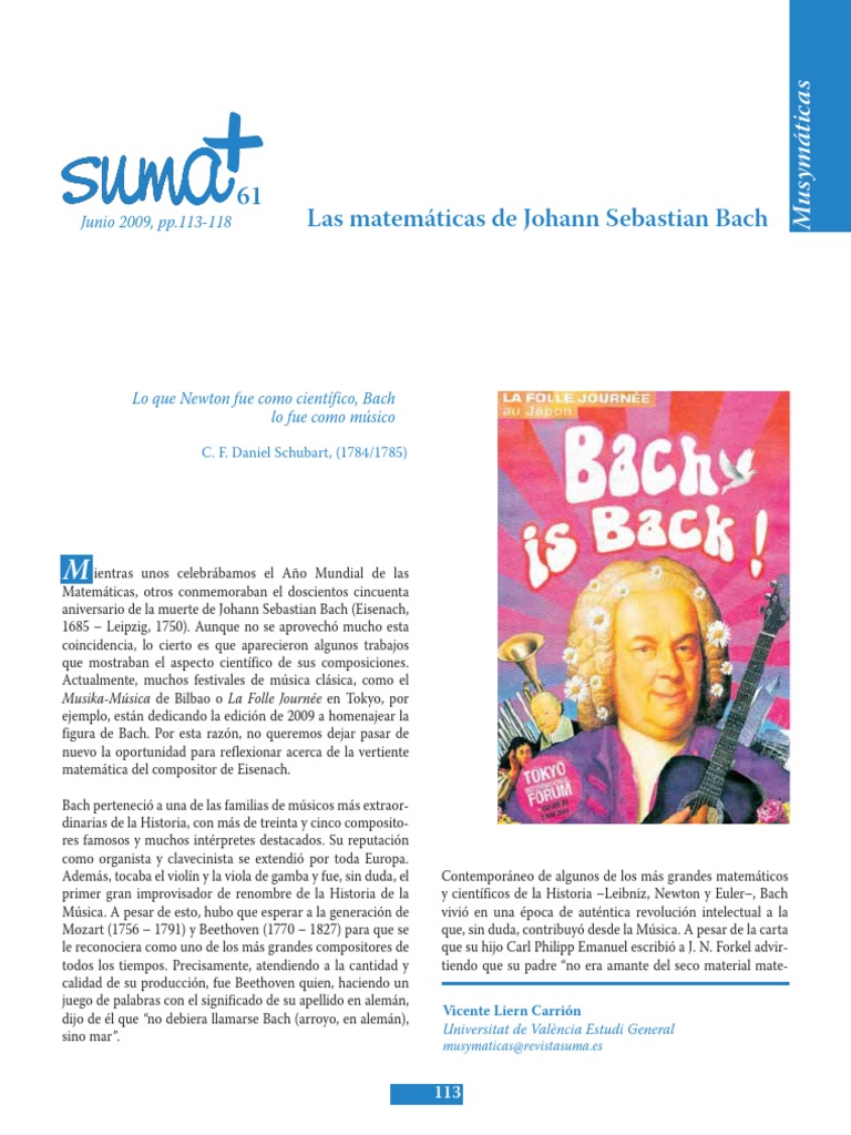 Las Matemáticas de Johann Sebastian Bach | PDF | Johann Sebastian Bach ...