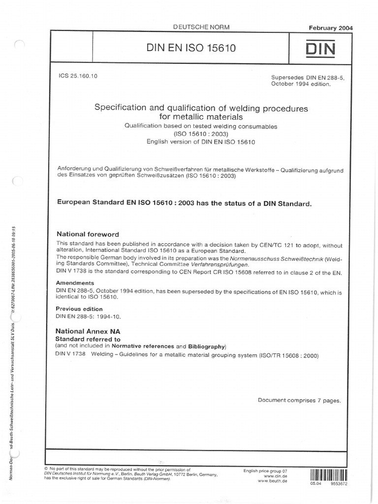 Din en Iso 15610 2004 PDF | PDF