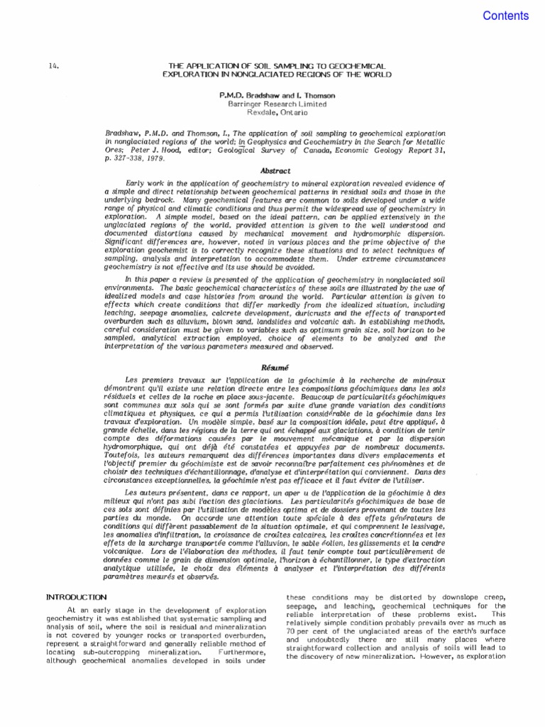 The Application of Soil Sampling To Geochemical Exploration in ...