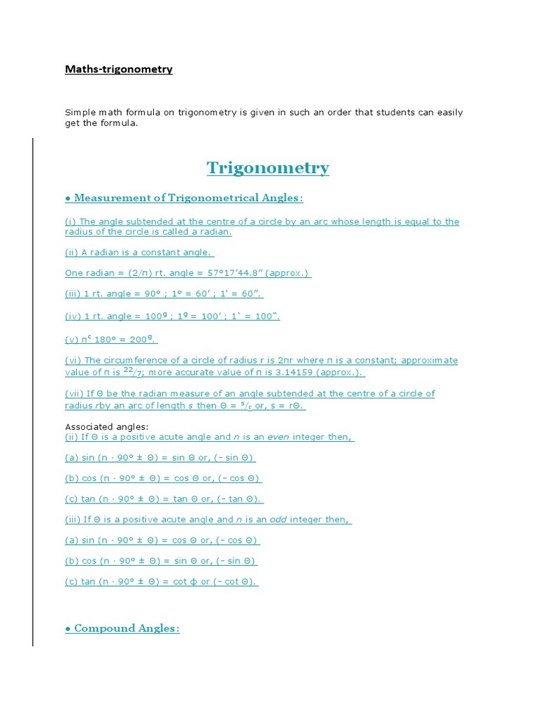 Trigonomety | PDF | Trigonometry | Complex Analysis