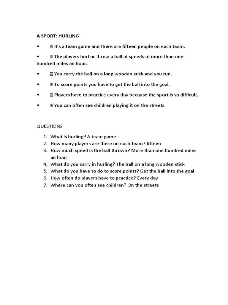 Hurling: Fast-Paced Team Sport Explained | PDF