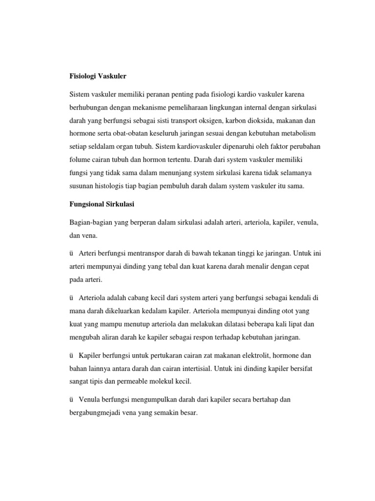Fisiologi dan Fungsi Sistem Vaskular | PDF | Griya & Taman | Sains ...