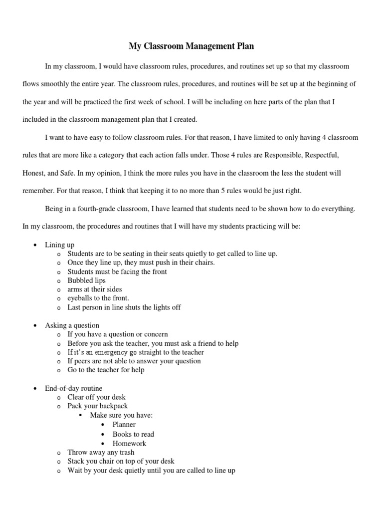 My Classroom Management Plan | PDF | Classroom Management | Classroom
