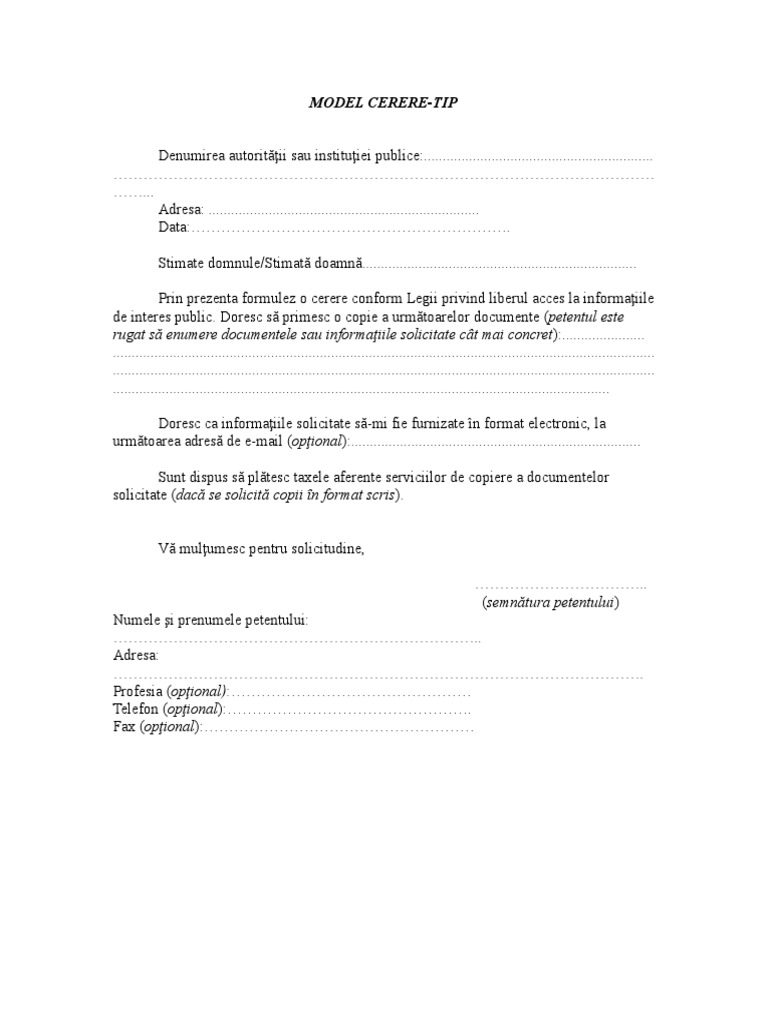 Model Cerere | PDF