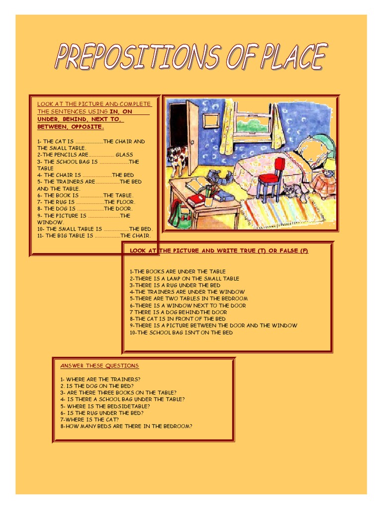 Preposition of Place Fun Activities Games - 558 | PDF