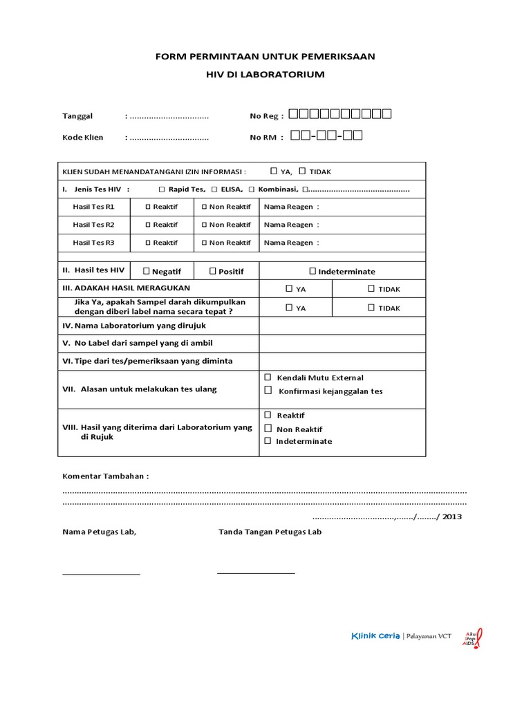 Permintaan Pemeriksaan Lab | PDF