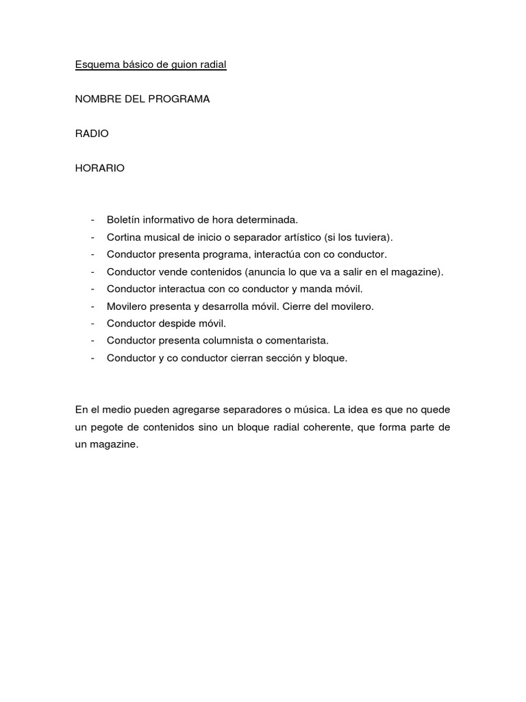 Guion básico esquema radial | PDF