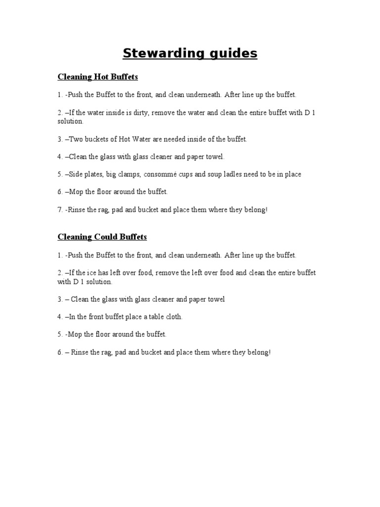 Buffet Cleaning Procedures Guide | PDF