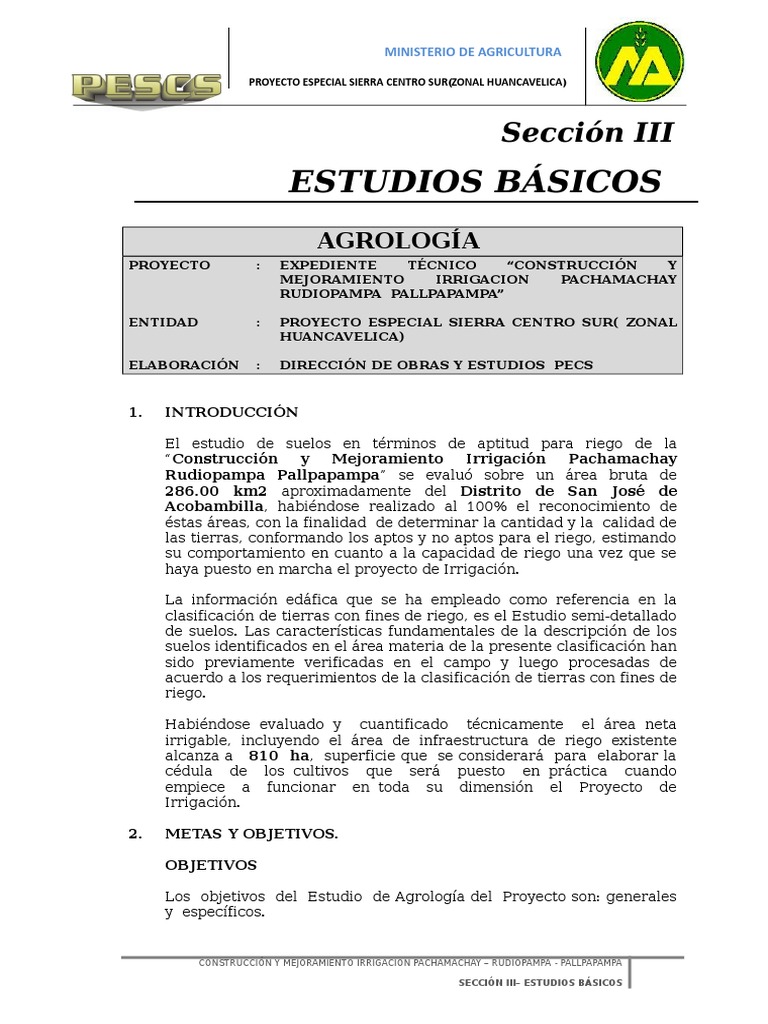 6) Estudios Básicos - Agrologia | PDF | Agricultura | Suelo