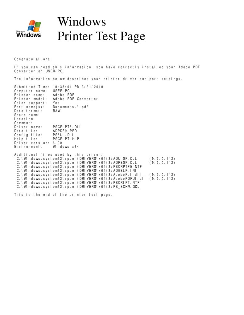 Adobe PDF Printer Test Page | PDF