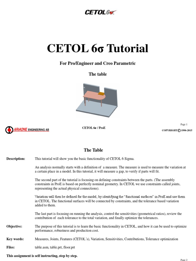 CETOL Tutorial Table PDF | PDF | Engineering Tolerance | Sensitivity ...