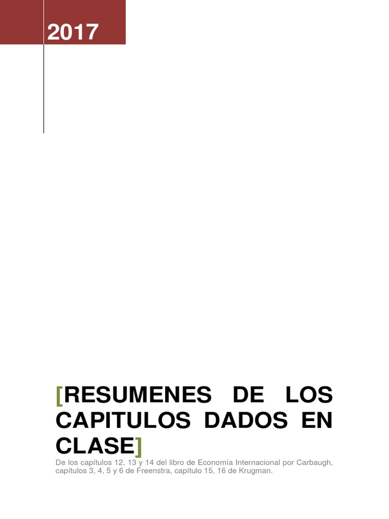 Resúmenes de Los Capítulos 12, 13 y 14 Del Libro de Economía Internacional Por Carbaugh ...