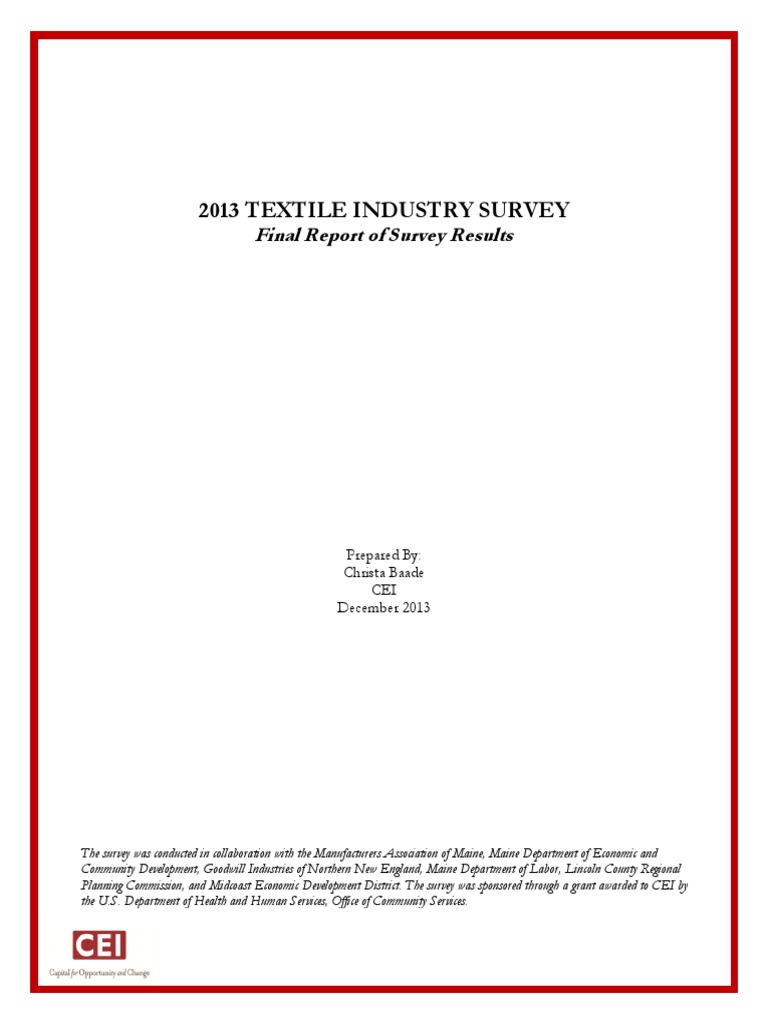 Maine Textile Industry Survey Results | PDF | Supply Chain | Supply ...