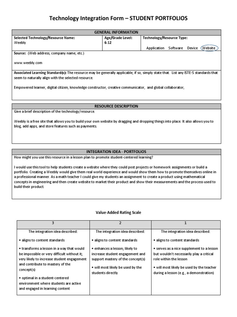 Technology Integration-Portfolio | PDF | Education Theory | Teaching