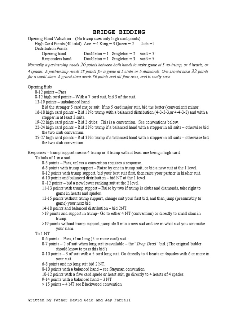 Bridge Bidding | PDF | Trick Taking Card Games | Whist Family Of Card Games