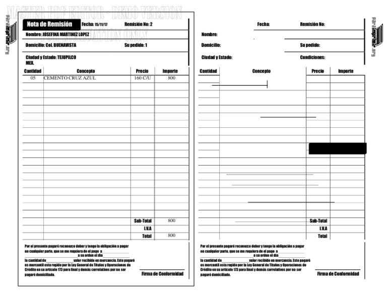 Nota de Remision Para Imprimir