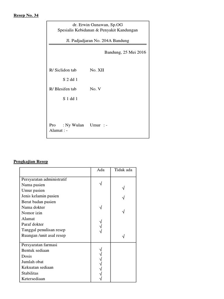 Resep Obat Siclidon dan Blesifen | PDF