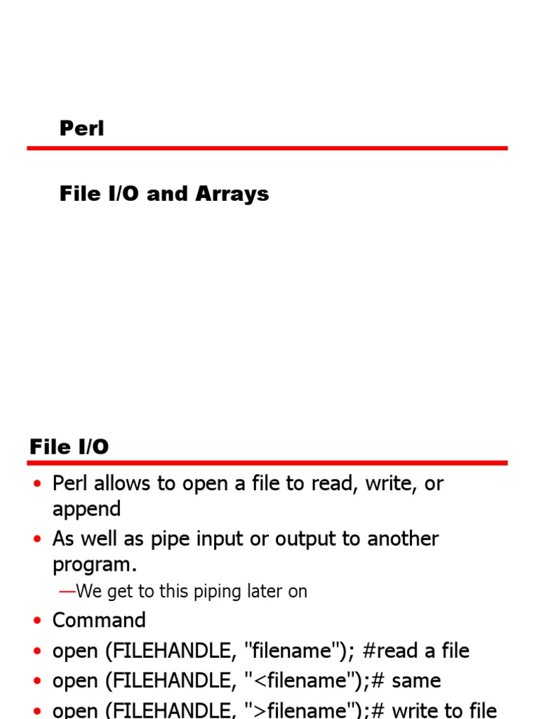 Perl File Io And Arrays Pdf Array Data Type Array Data Structure 1683