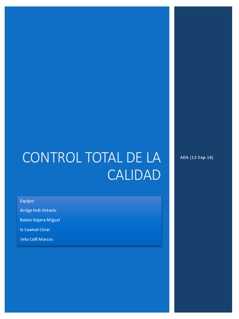 Control total de la calidad - Solución a ejercicios (Besterfield ...