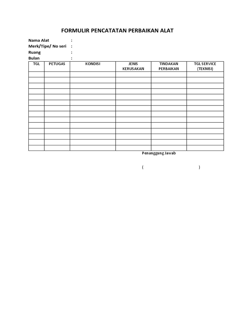 Formulir Perbaikan & Kalibrasi Alat | PDF