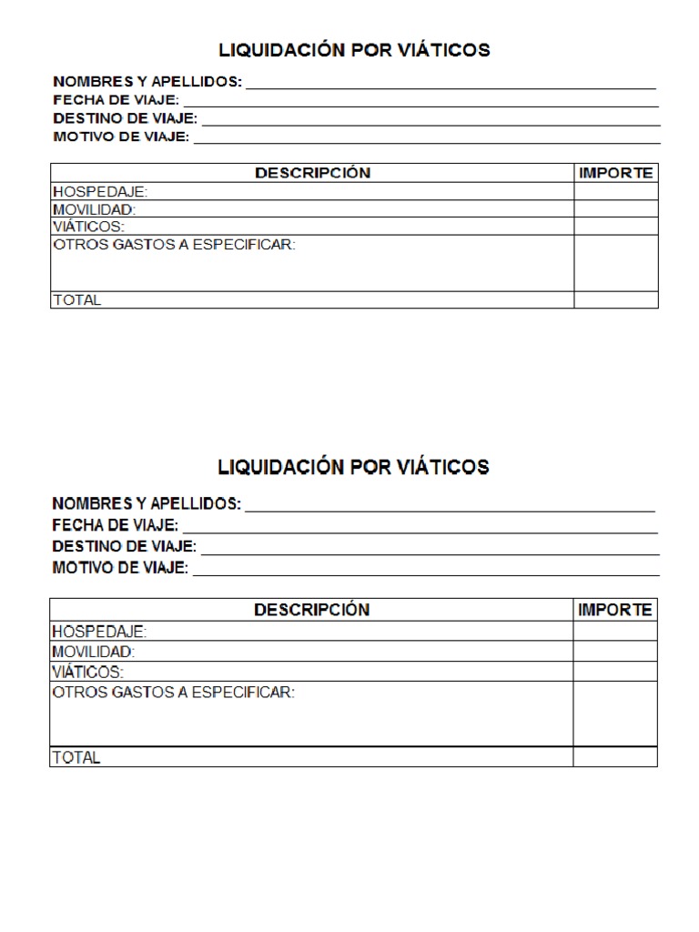 Control de Viáticos | PDF