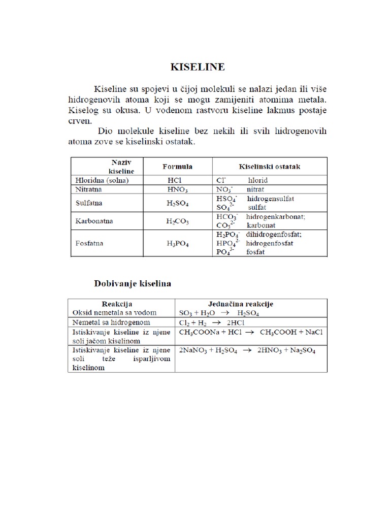 Kiseline Baze I Soli | PDF