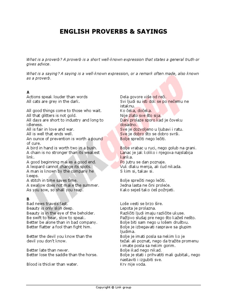 Proverbs and Sayings PDF | PDF