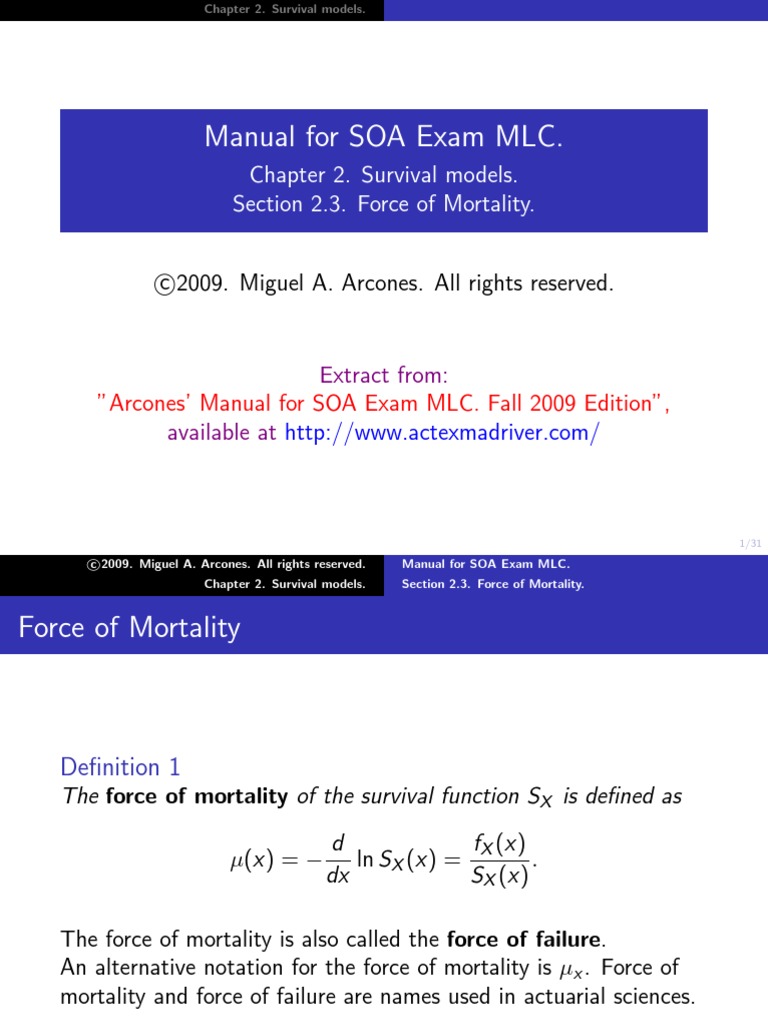 Force of Mortality | PDF | Logarithm | Mathematical Analysis