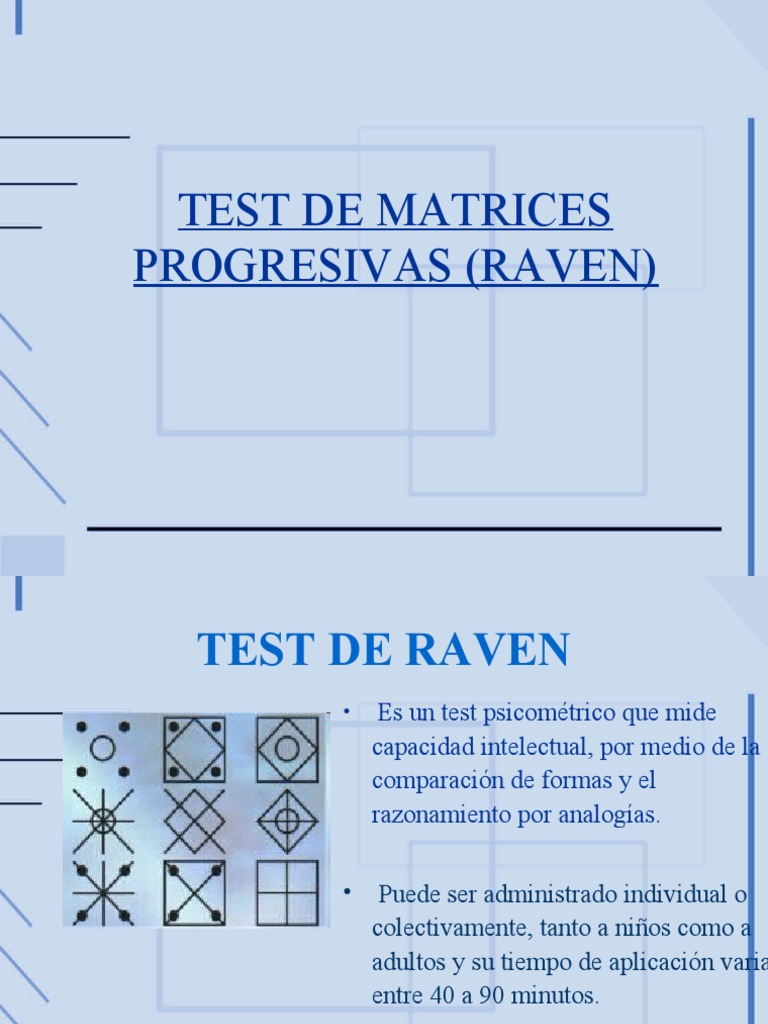 Test de Matrices Progresivas (Raven) | PDF | Inteligencia | Cognición