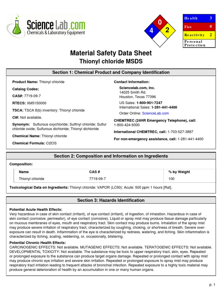 Msds | PDF | Dangerous Goods | Chlorine