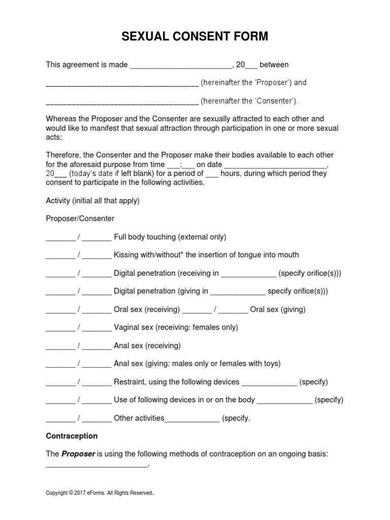Sexual Consent Form | PDF | Consent | Sexual Intercourse