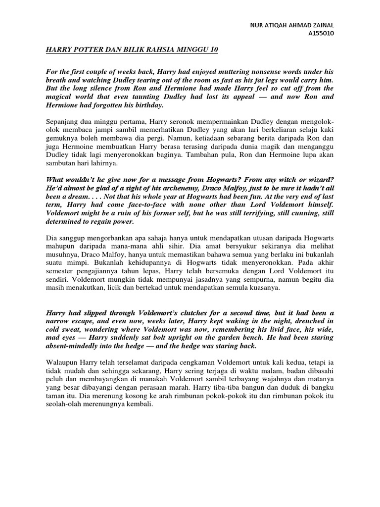 Harry Potter and The Chamber of Secrets Wk10 | PDF | Fantasy | J. K ...